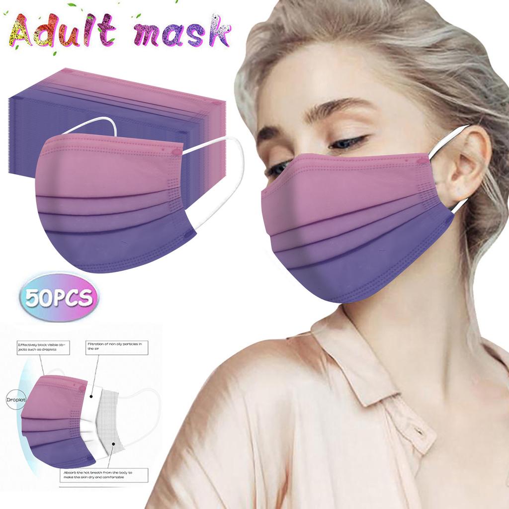 Buy 50PC Disposable Print Face Mask Disposable Protection Industrial ...