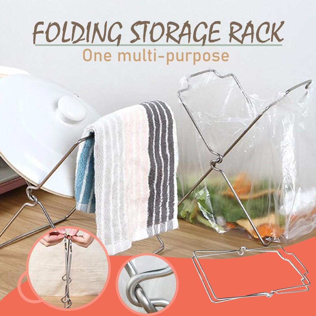 Cheap Foldable Storage Rack Plastic Bag Shelf Trash Can Bracket Kitchen ...