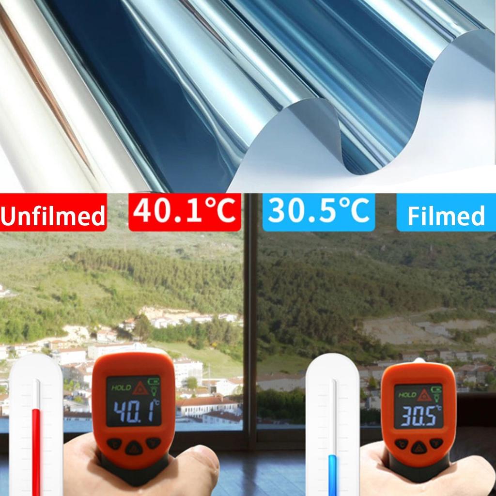 Buy One Way Mirrored Window Film Solar Reflective Glass Sticker Sun ...