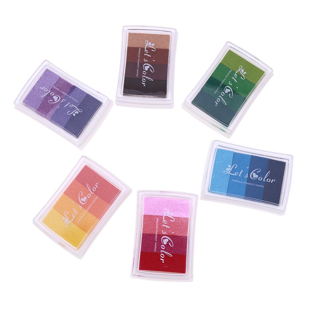 Buy 4 Colors Gradient Inkpad DIY Stamp Colored Ink Pad Kids Printing ...