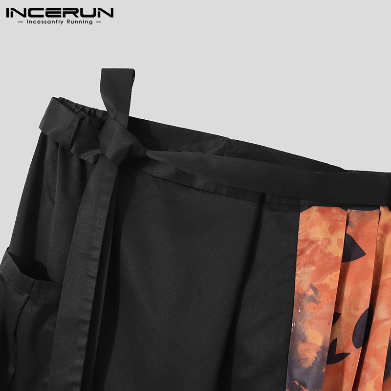 Buy INCERUN Mens Fashion Loose Fit Printed Patchwork Long Pants Summer ...
