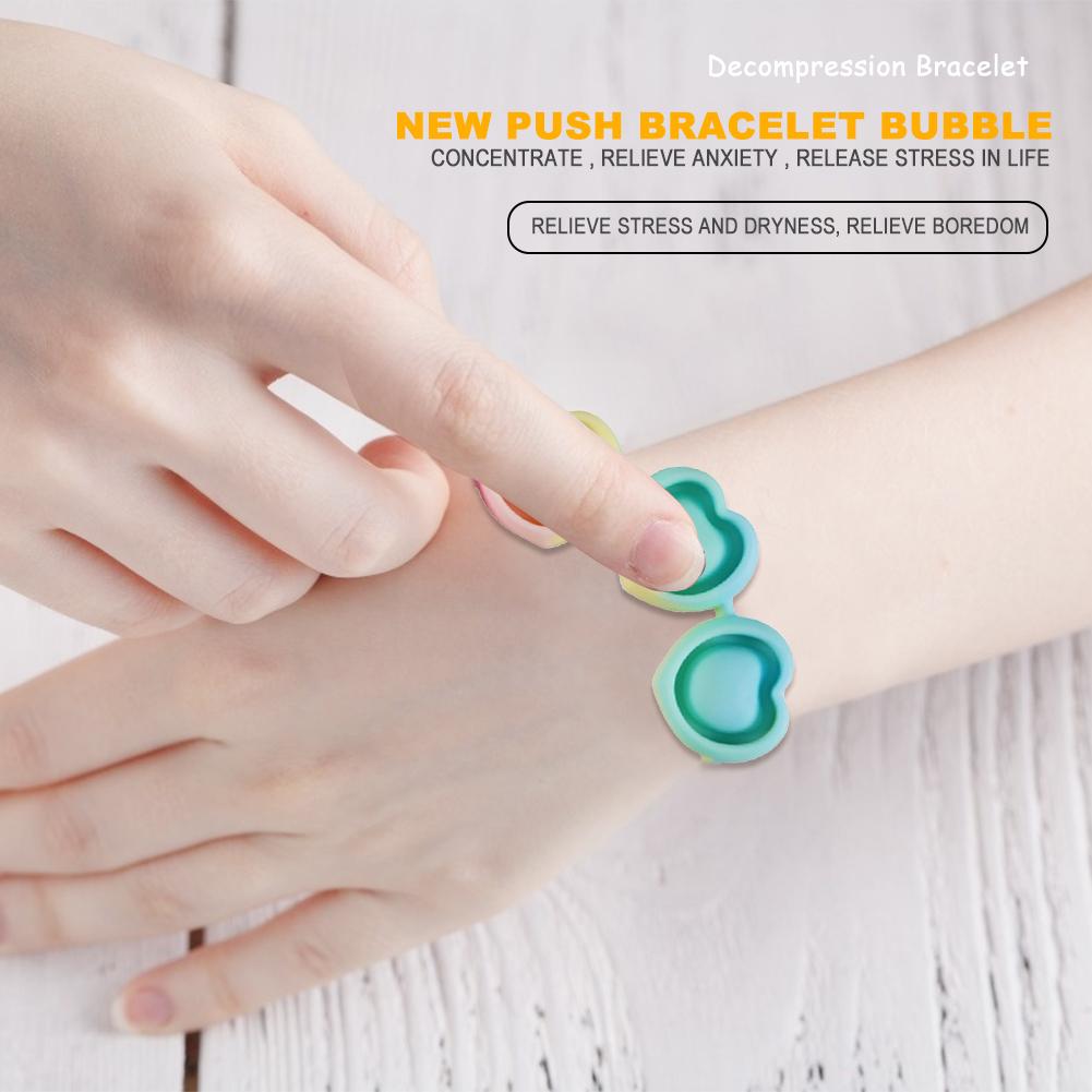 Push Bubble Bracelet Stress Relief Wearable Wristband Toy Kid Sensory ...