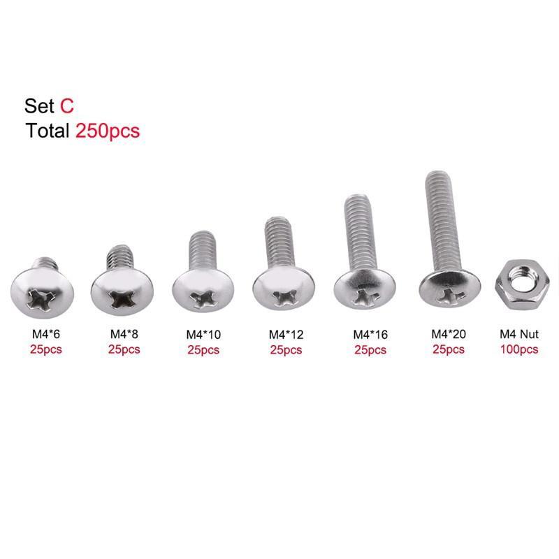 Buy 250Pcs M4 Screw Nut Assorted Kit Round Head Screws at affordable ...