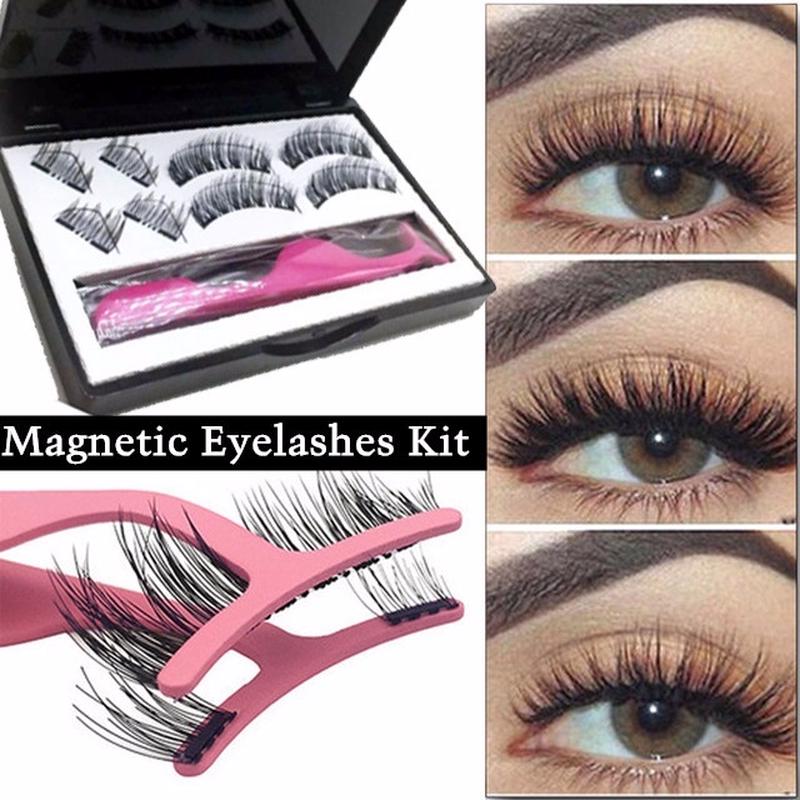 Dual Magnetic False Eyelashes Extension Set with Applicator and Brush ...