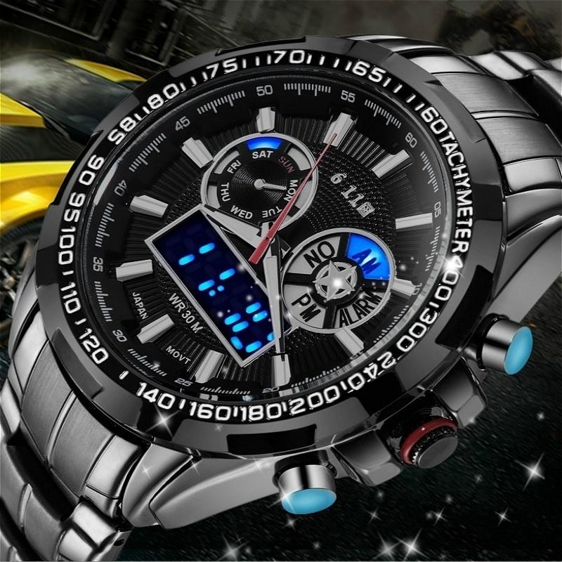 Buy Mens Multi-function Wrist Watches Blue LED Light Digital Military ...