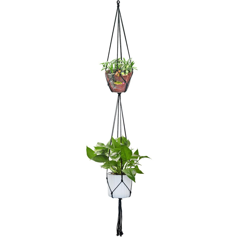 Buy Plants Pot Hanger Rural Life Style Black Cotton Thread Ceiling ...