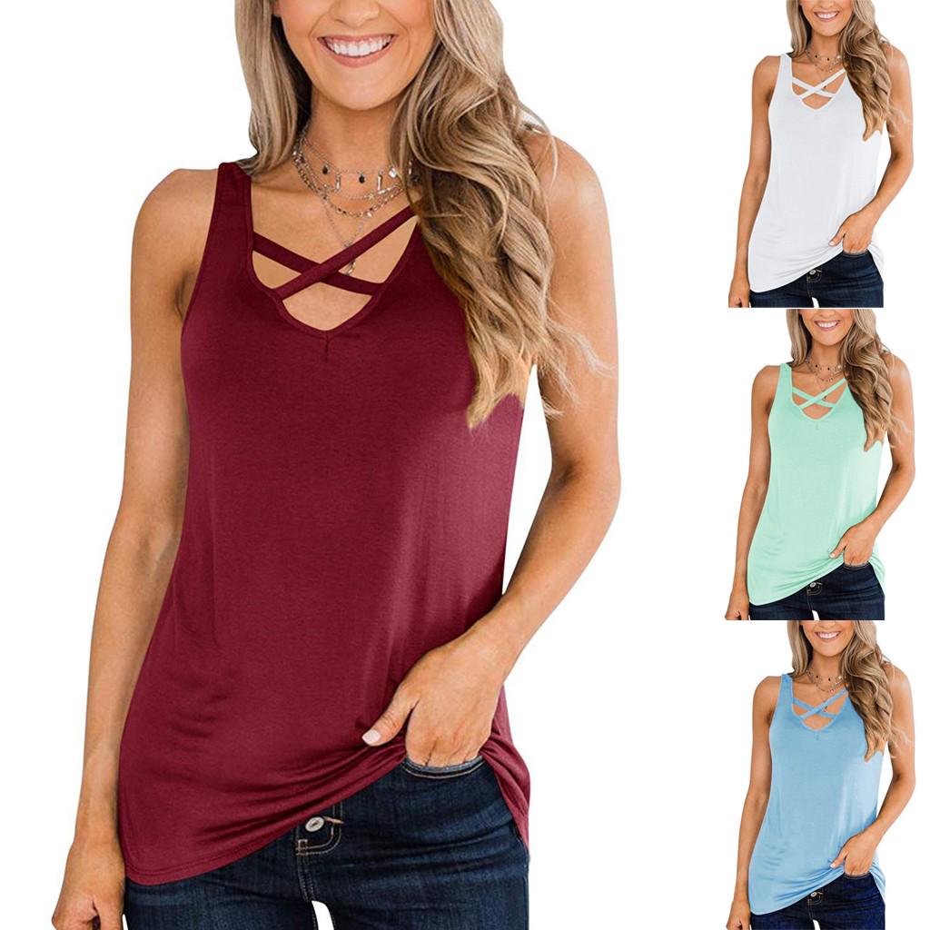 Buy Jonathan Fashion Women Summer V Neck Sleeveless Casual Loose Criss ...