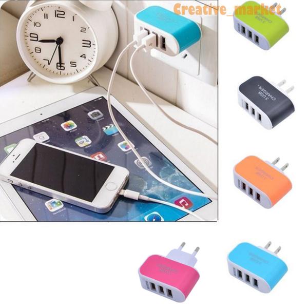 Buy EU/US Plug 3.1A Multi Port USB Charger 3 Ports Adapter Travel Wall ...