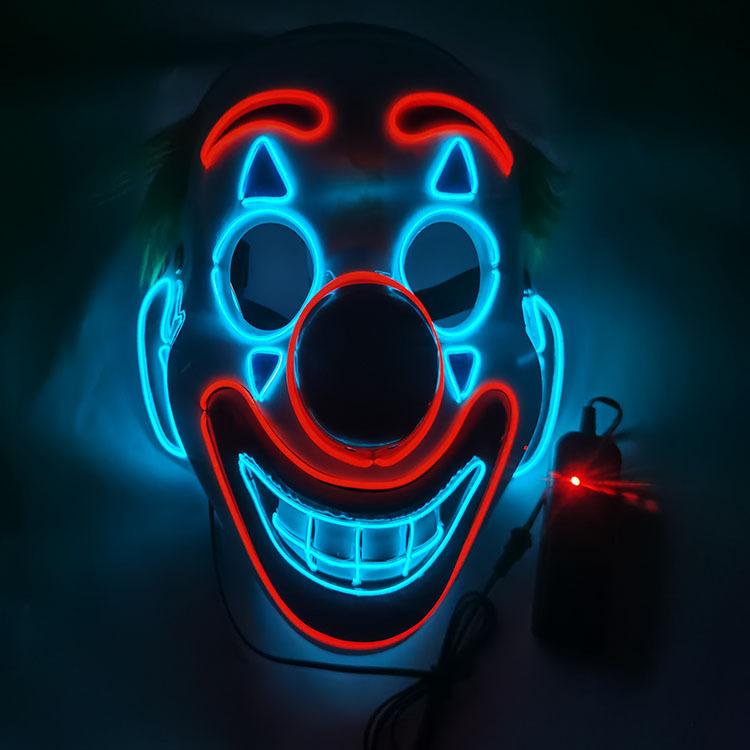 Halloween El Clown Luminous Mask Full Face Led Light Strip Flashing ...