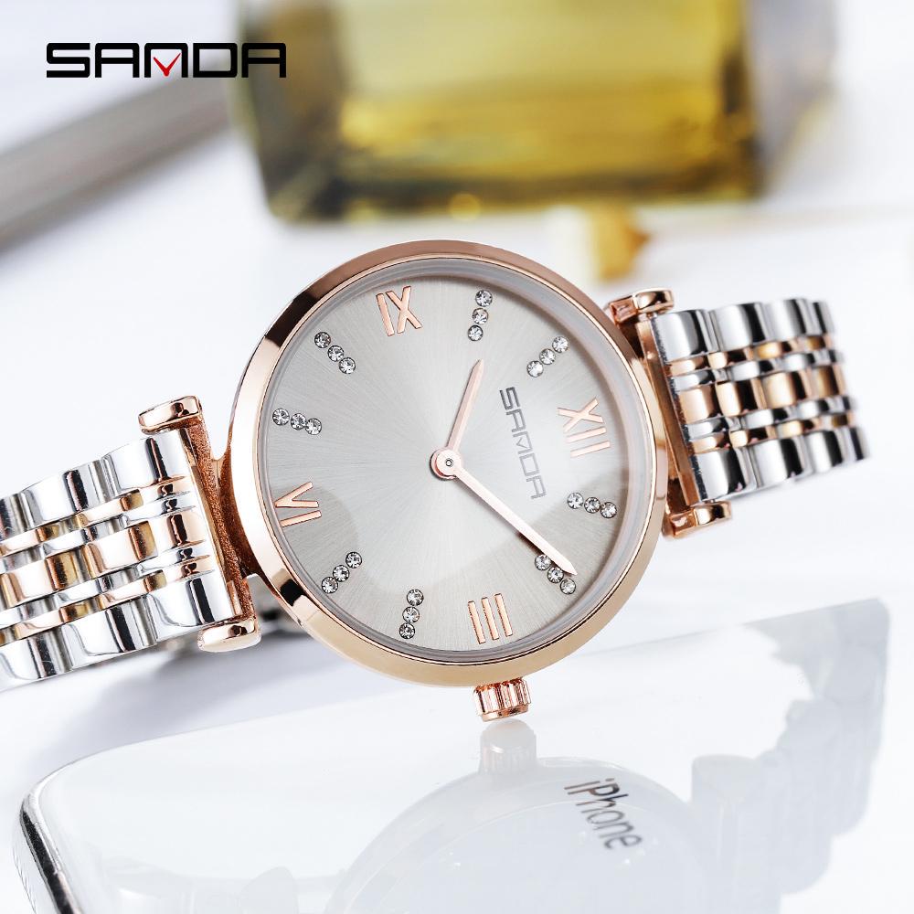 Buy SANDA 235 Super Slim Rose Gold Stainless Steel Watches Women Top ...