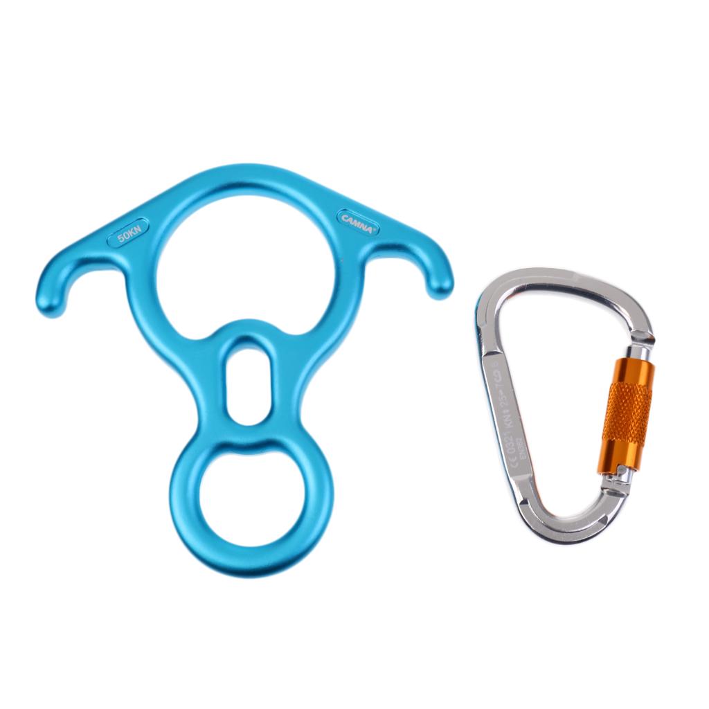 Buy 50KN Figure 8 Descender + 25KN D-Ring Climbing Carabiner Hook ...