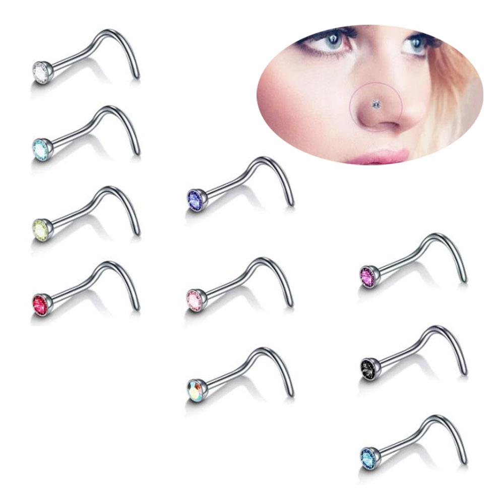 Köp 1pc Stainless Steel Nose Nails with Drill Multicolor Styles Popular ...
