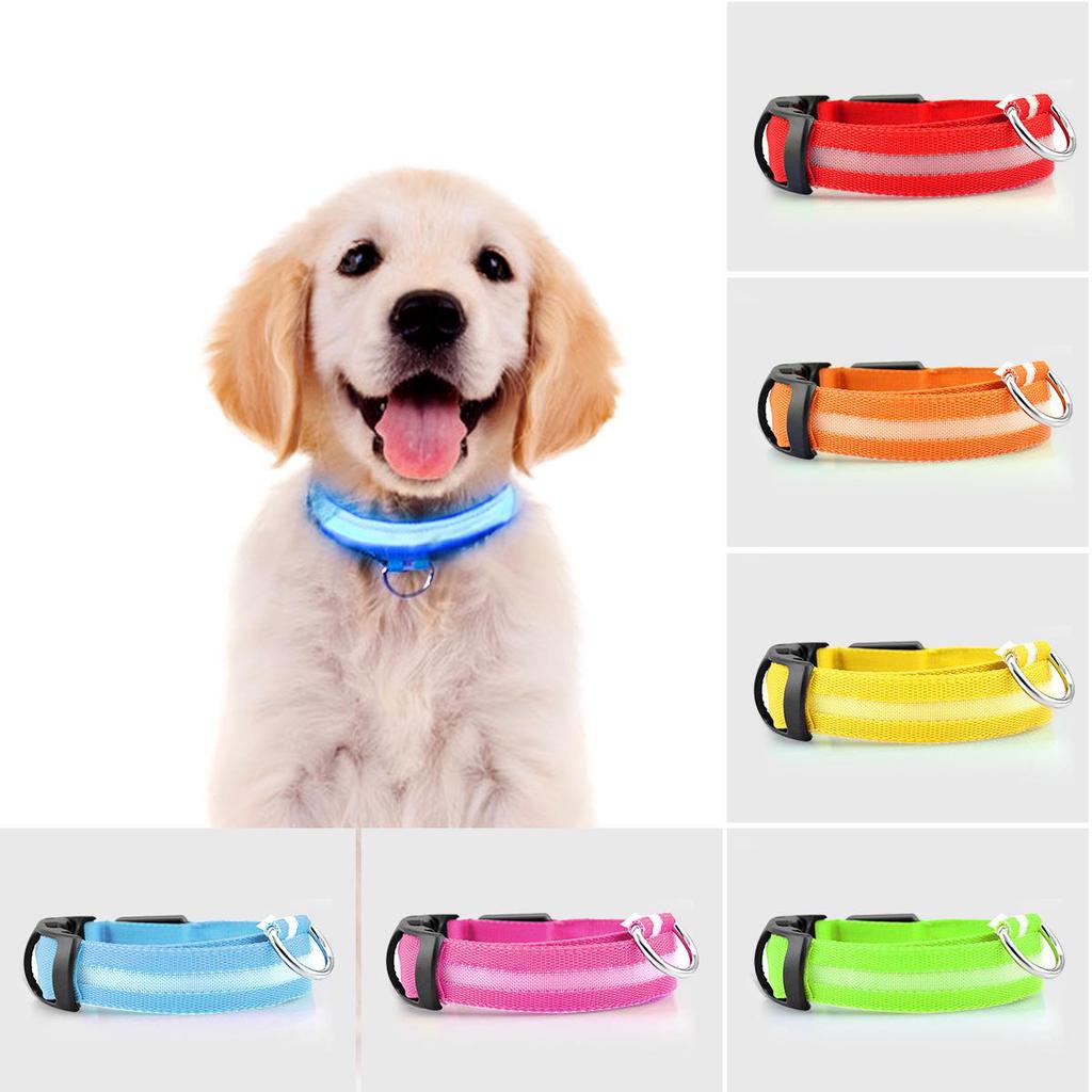 Nylon LED Pet Dog Collar Light Night Safety Flashing Glow Dog Leashes ...