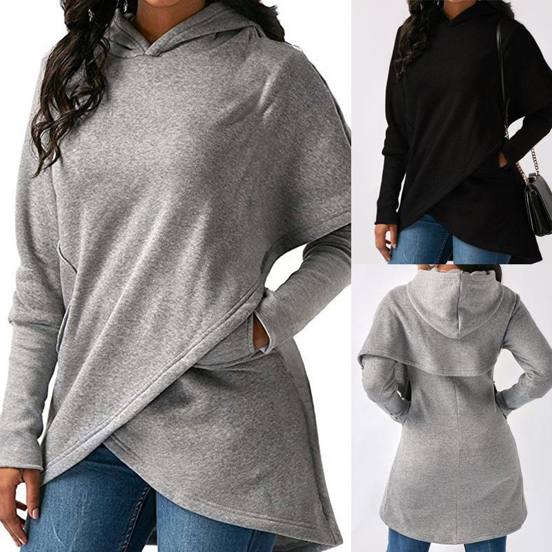 Irregular Slim Hooded Sweatshirt Autumn Long sleeve Cotton Coat - buy ...