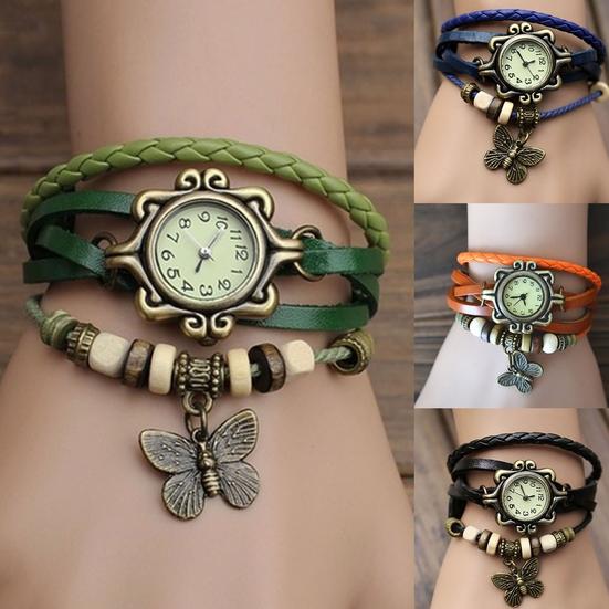 Cheap Watches Faux Leather Weave Wrap Adjustable Metal Fashion Watches ...
