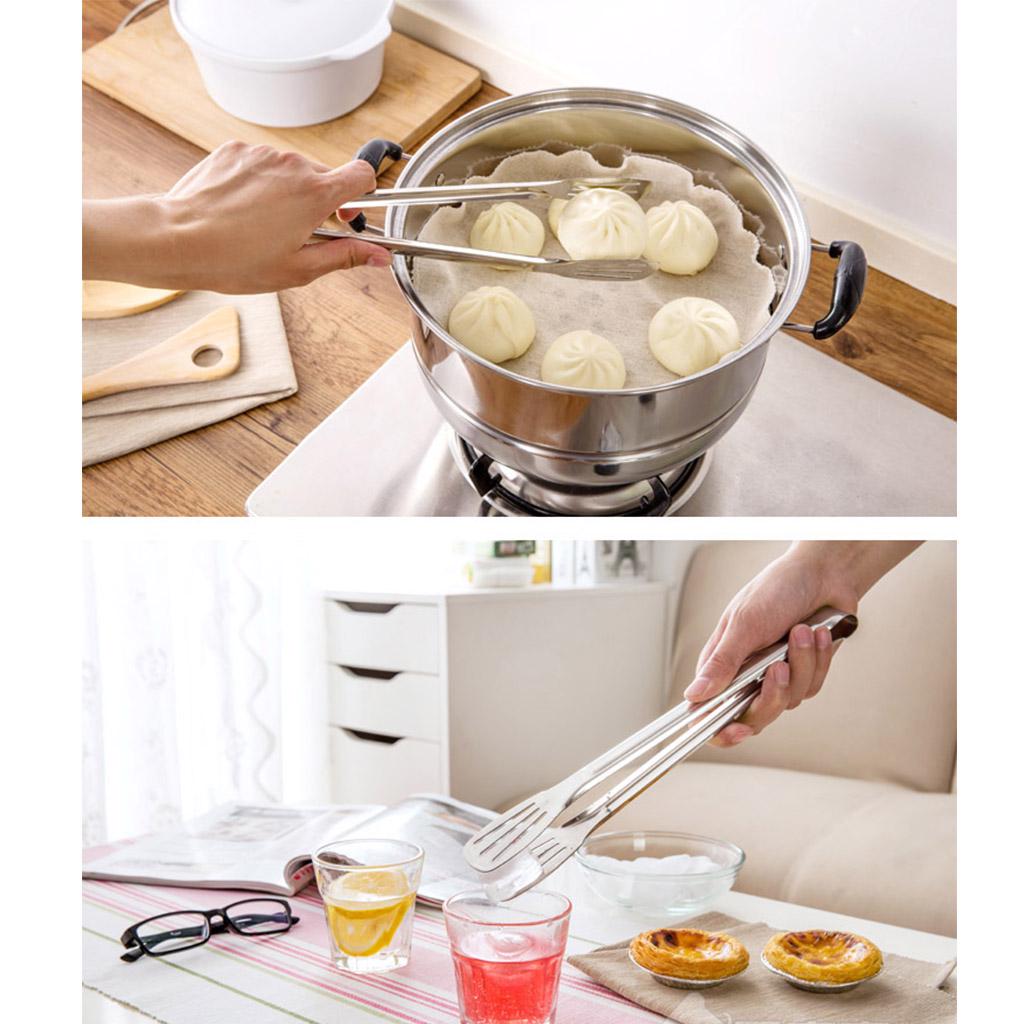 Buy Kitchen Stainless Steel Cooking Tong Clamp Food Utensil BBQ Clip ...