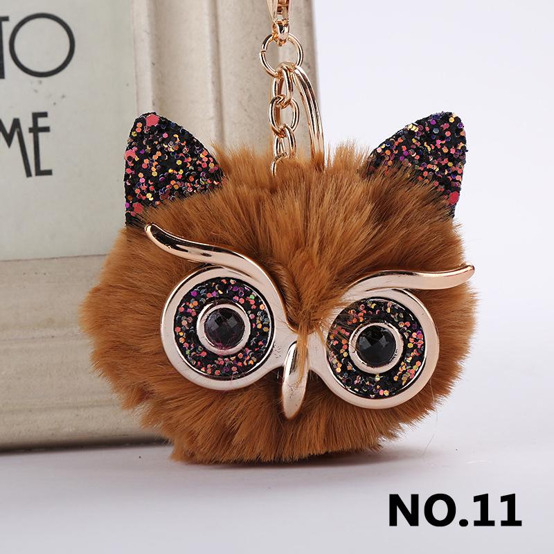 Buy Cute Fashion Car Owl Keychain Animal Fur Ball Handbag Pompon Gift ...