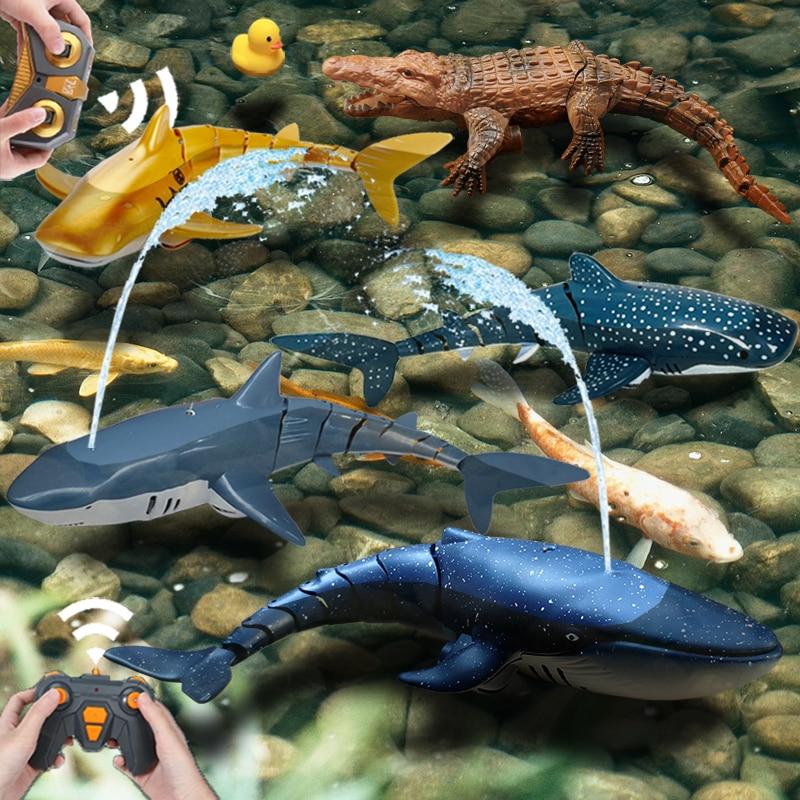 Buy 2 .4ghz Remote Control Shark Underwater Water Simulation Fish Shape ...