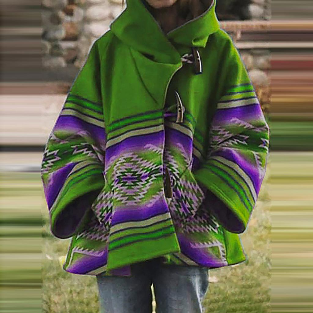Buy Womens Casual Retro Printed Long Sleeve Hooded Jacket Coat Claw ...