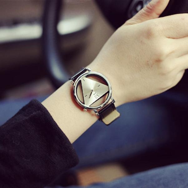Fashion Unisex Unique Hollowed-out Triangular Dial Fashion Watches ...