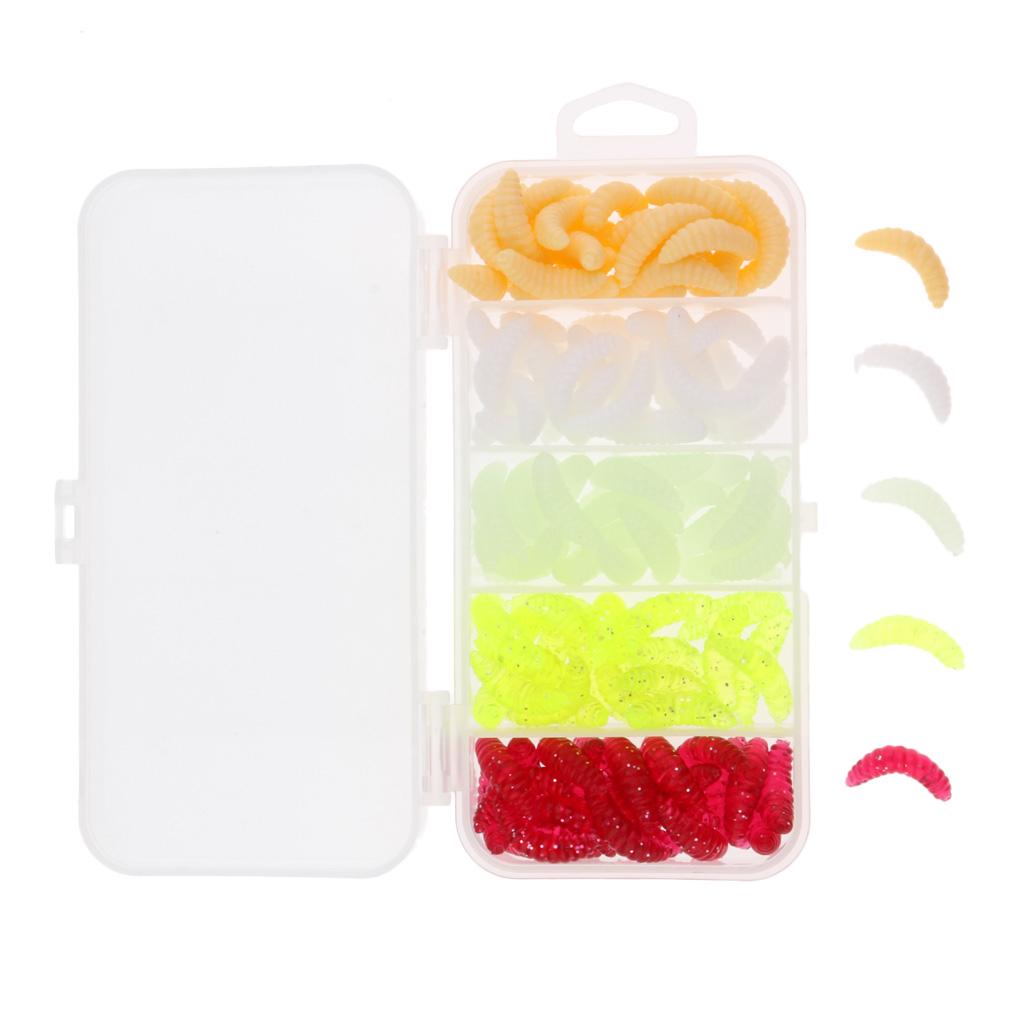 125Pcs Fishing Lure Maggot Grub Soft Baits False Worms Beige uygun ...