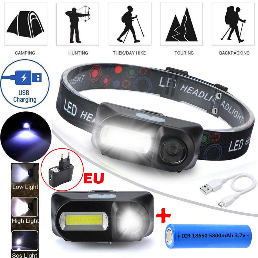 Buy USB Rechargeable 6 Modes COB LED Headlamp Headlight Head Light ...