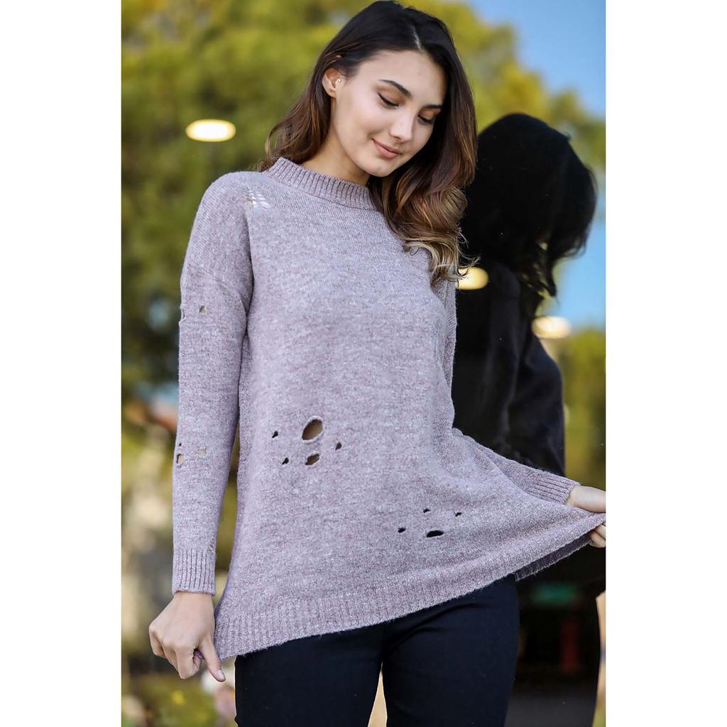 Buy Rose Women's Sweater With Torn Pattern at affordable prices — free ...