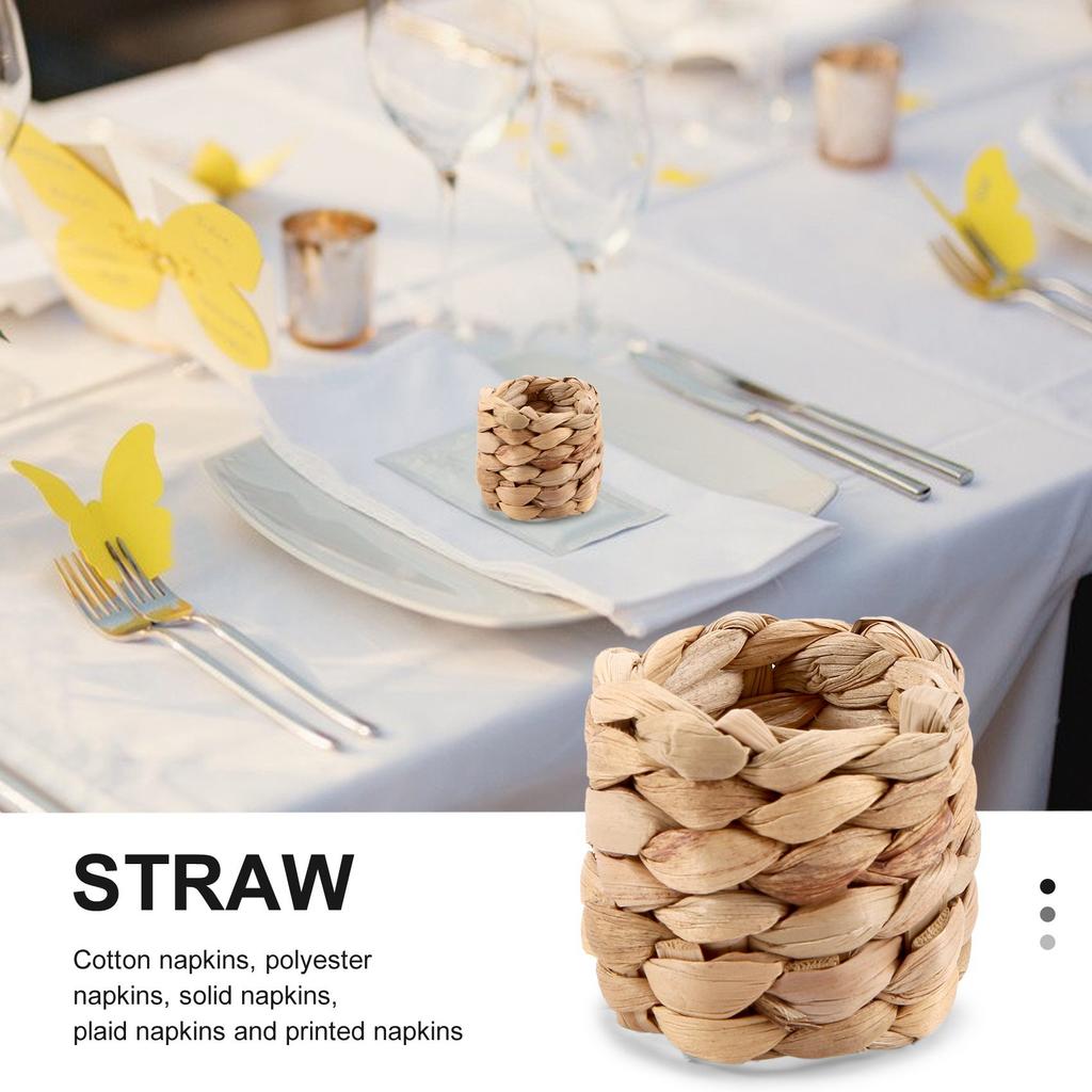 Buy 8Pcs Country Style Water Woven Napkin Ring, Hand-Woven Straw Napkin ...