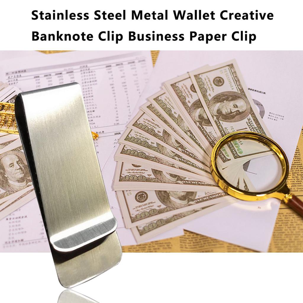 Stainless Steel Metal Wallet Creative Banknote Clip Business Paper Clip ...
