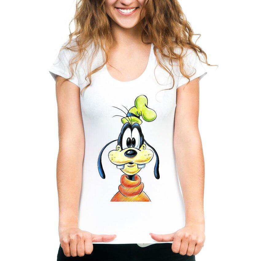 Buy FIXSYS Women Summer T Shirt White Tee Cartoon Printed Tops Tee ...