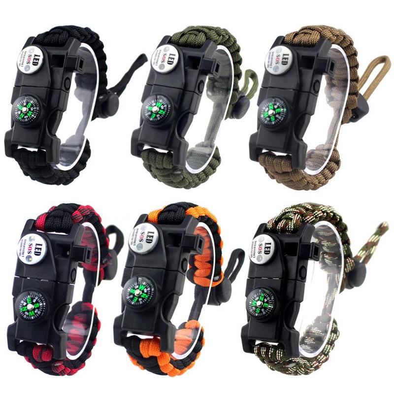 Buy Outdoor Survival Braided Paracord Bracelet W/ Compass Whistle SOS ...