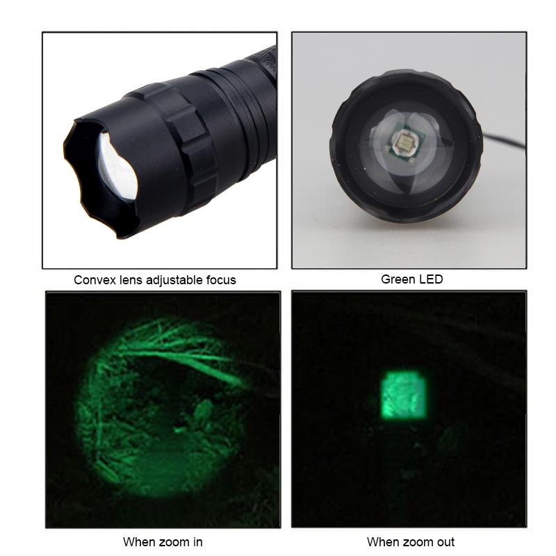 Buy Led Hunting Rifle Zoomable Flashlight Green Tactical Pistol Light ...