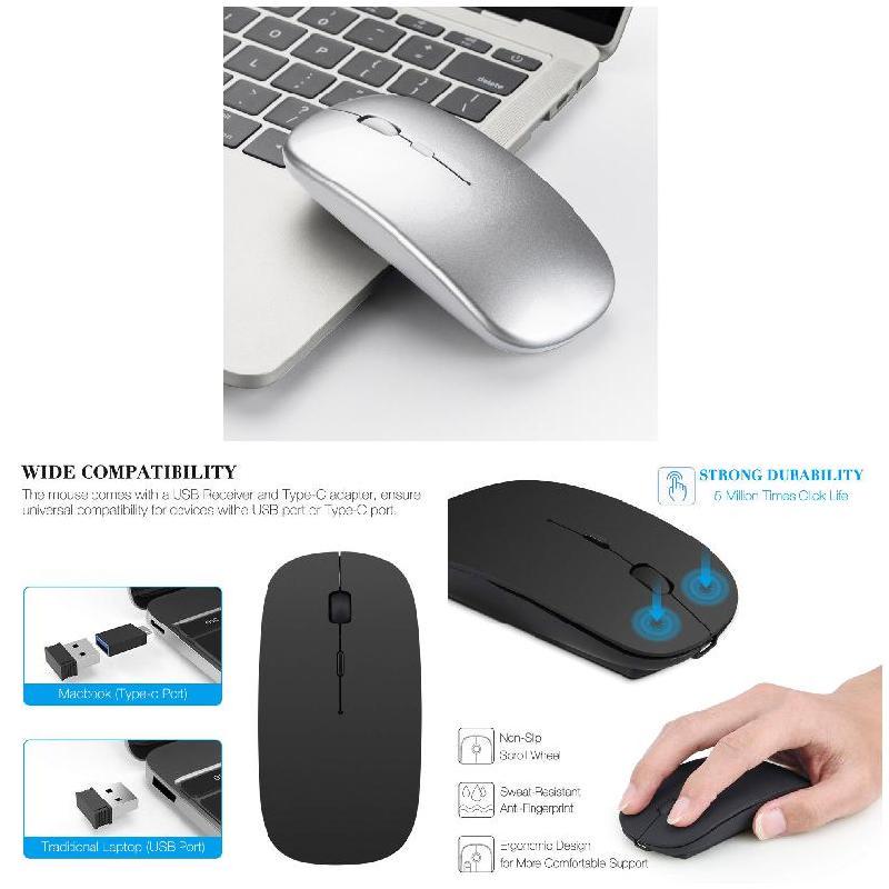 Buy Ultra-silent Click Wireless Cable Mice USB Chargeable Mouse Mouse ...
