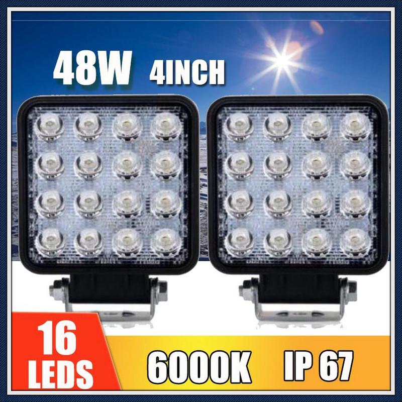 48W LED Square Waterproof Lights Offroad Spotlight Car Accessories 48w ...