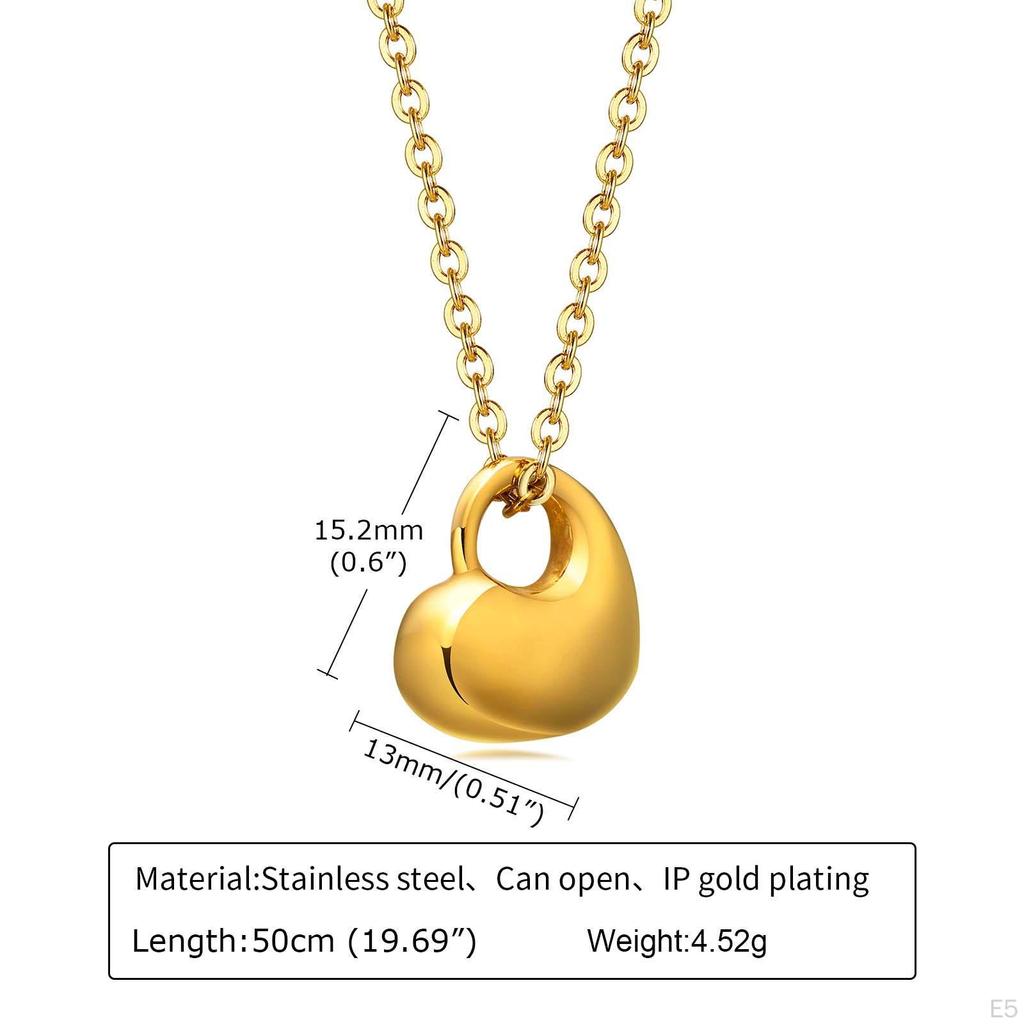 Heart Urn Necklace Memorial Ashes Holder Exquisite Workmanship Remembrance Delicate Chain Length ...