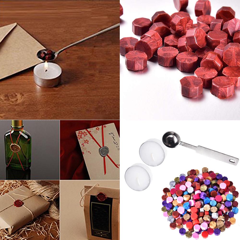 230 Pieces Octagon Wax Seal Beads Stamp Sealing Wax Beads Melting Spoon ...