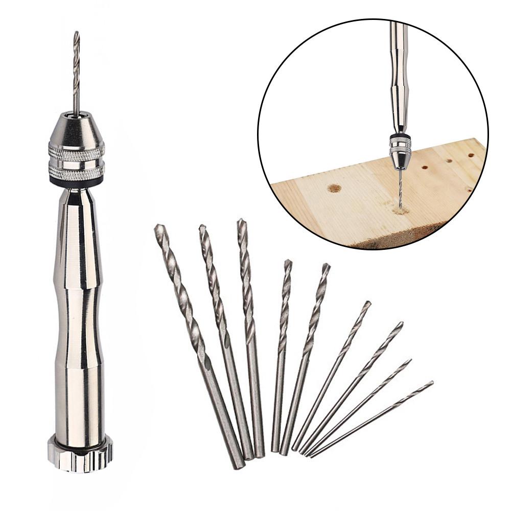Mini Micro Aluminum Hand Drill With Keyless Chuck +10 Twist Drills ...