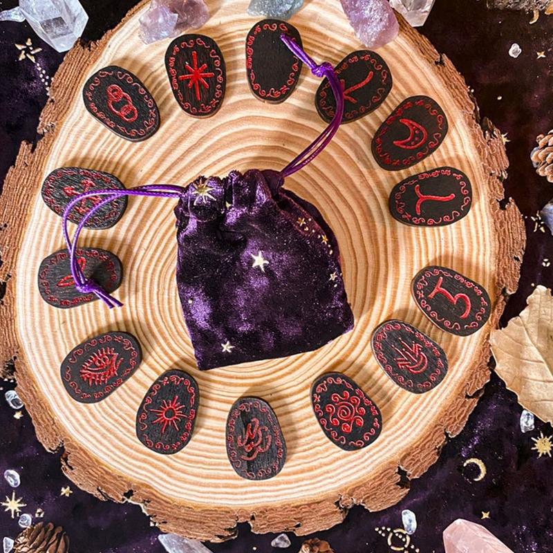 Buy 13Pcs Healing Witches Rune with Cloth Bag Set Meditation Divination ...