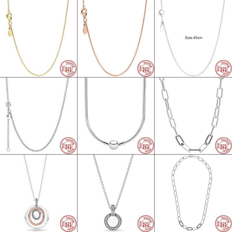 Cheap POMOiii 925 Sterling Silver Three Circles Shine Anchor Chain Basic Necklace Necklace For ...