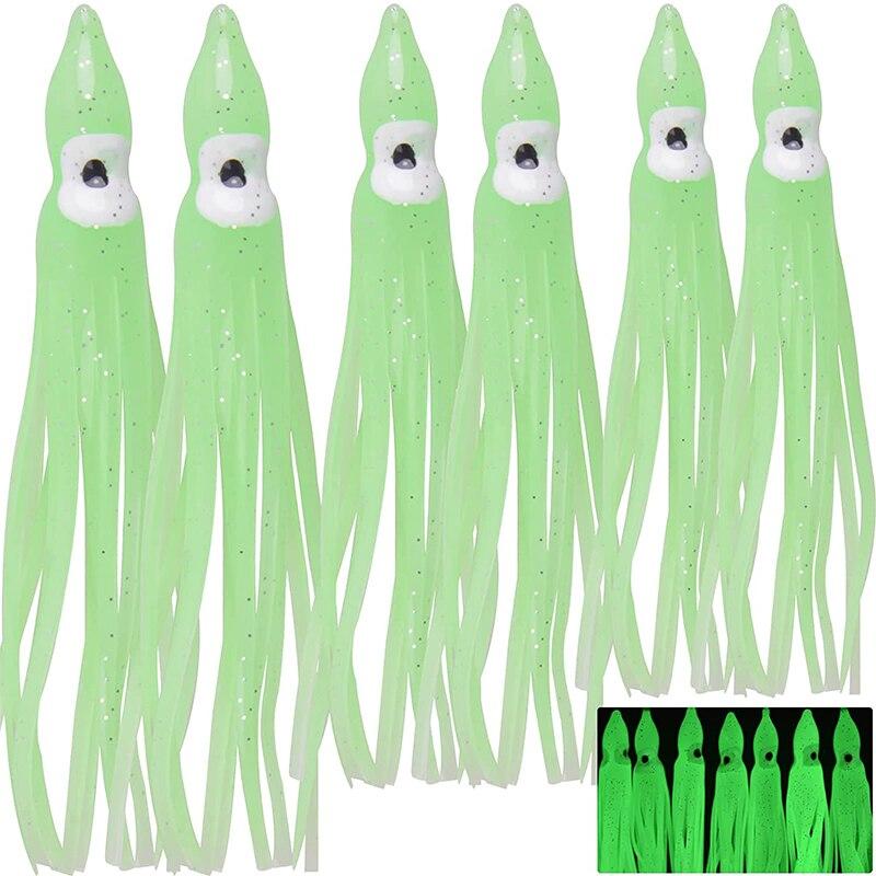 Buy 5Pcs Fishing Lures Squid Skirts Glow Lures Luminous Octopus Trolling Lures Soft Plastic ...