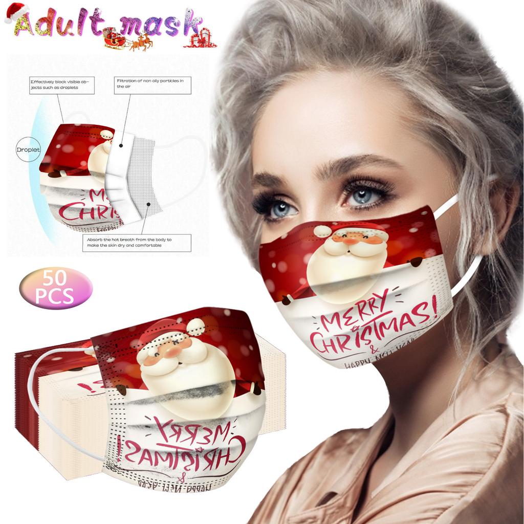 Buy Adult Christmas Mask Disposable Face Mask Industrial 3Ply Ear Loop ...