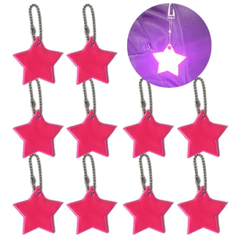 10Pcs Child Safety Reflectors Keyrings Stylish Reflective Stars Gear ...