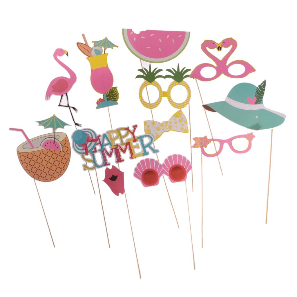 Buy 11pcs /Set Hawaiian Tropical Flamingo Photo Booth Props Party Decor ...