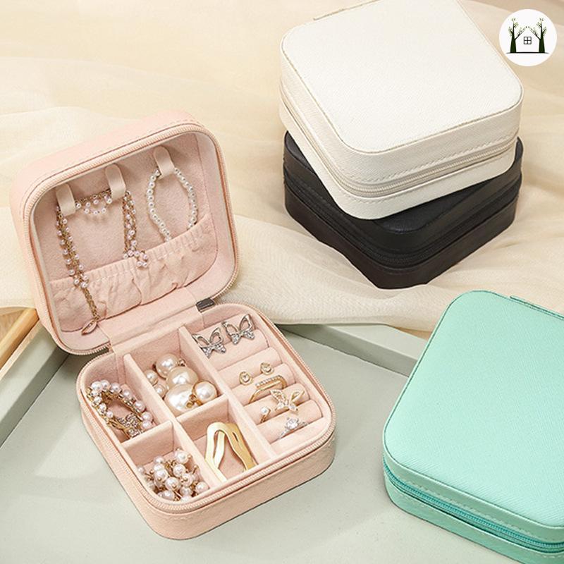 Buy Ladies Jewelry Travel Simple Zipper Jewelry Box Leather Jewelry ...