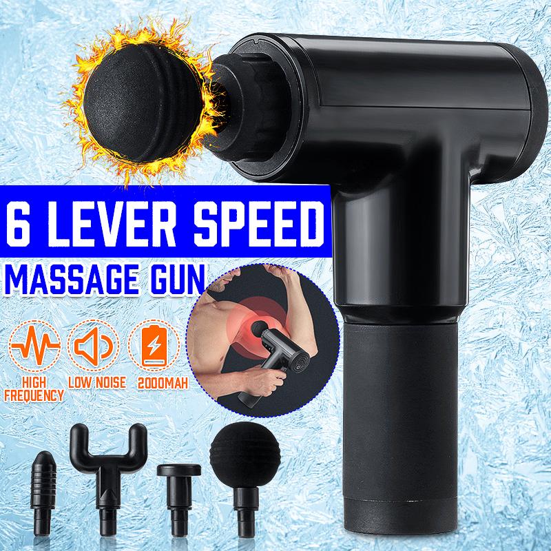 Buy Black Massage Gun Upgraded 6 Adjustable Speeds Handheld Vibration Deep Tissue Muscle ...