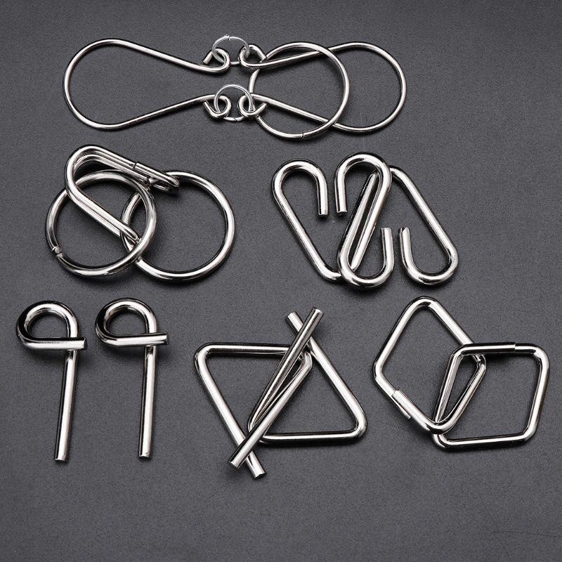 Buy 28pcs Metal Wire Puzzle Set Brain Teaser IQ Test Game Unlock ...
