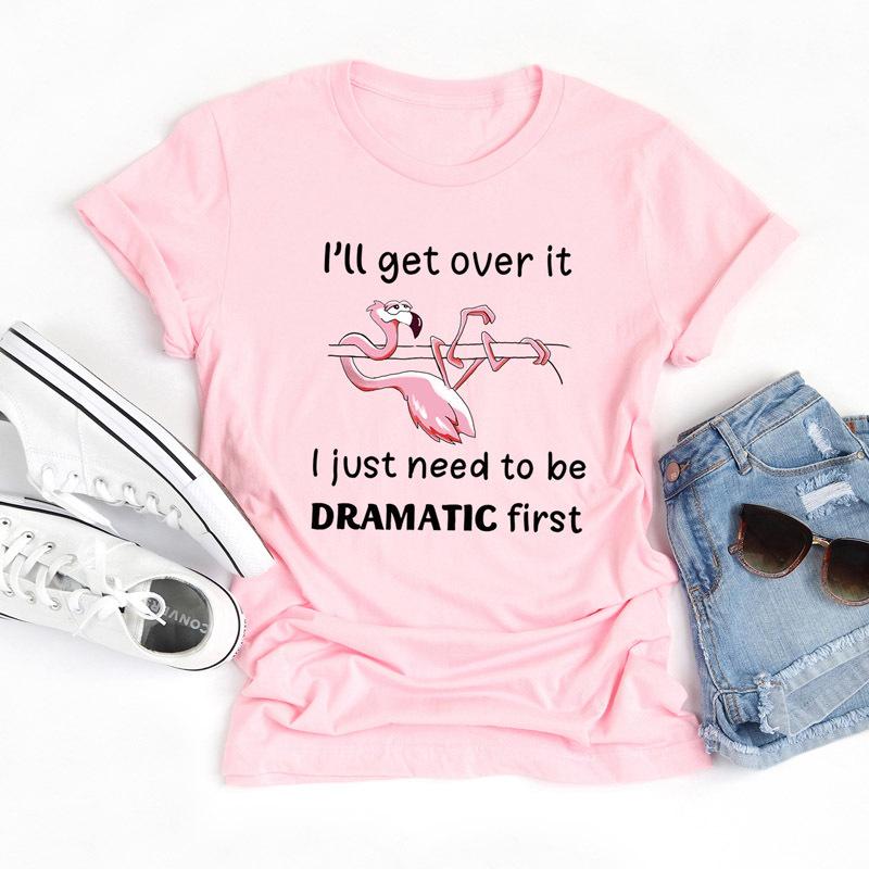 Buy Dramatic flamingos Print Women T Shirt Short Sleeve O Neck Loose ...