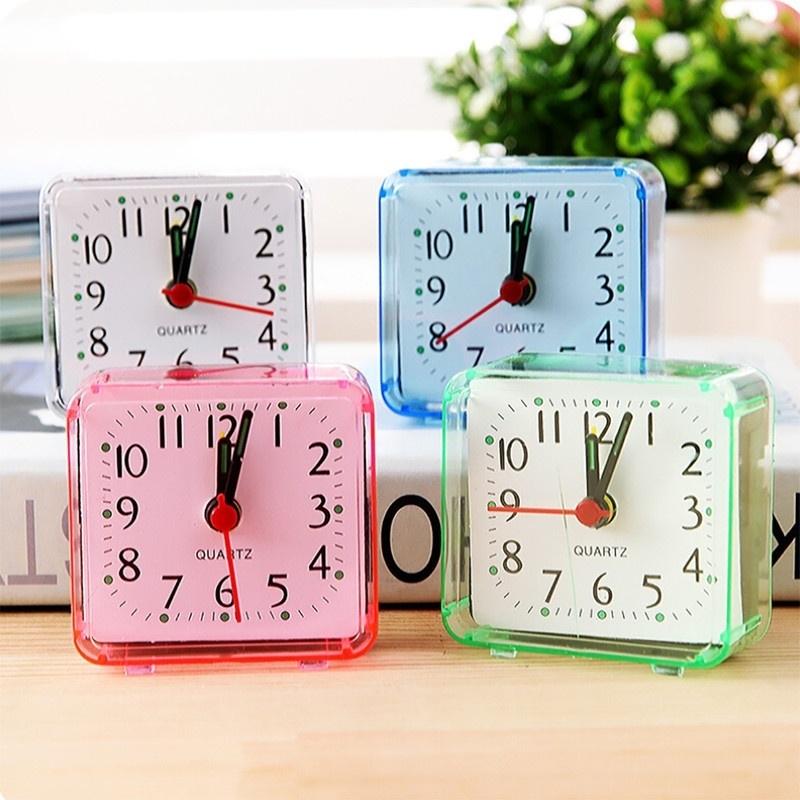 Buy Clock Bedroom Desk Square Small Bed Compact Travel Quartz Alarm ...