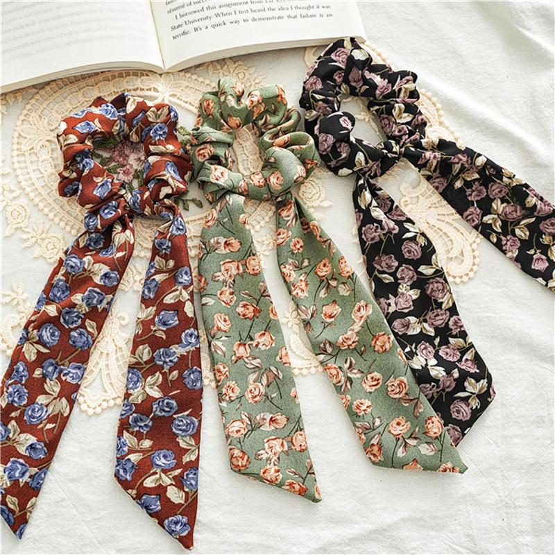 Buy Fashion Rose Ribbon Hair Scrunchies For Women Hair Ring Female ...