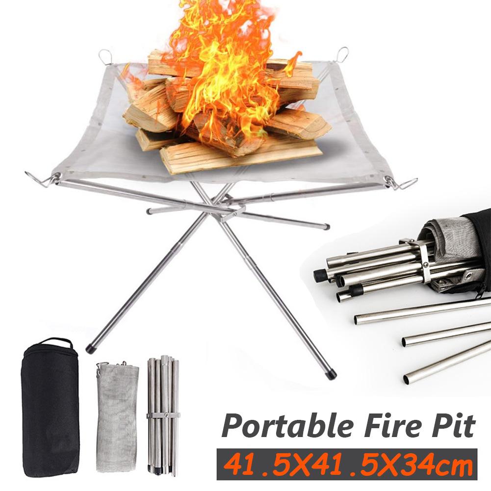 Buy Portable Fire Pit Outdoor Foldable Campfire Stand Camping Stainless ...